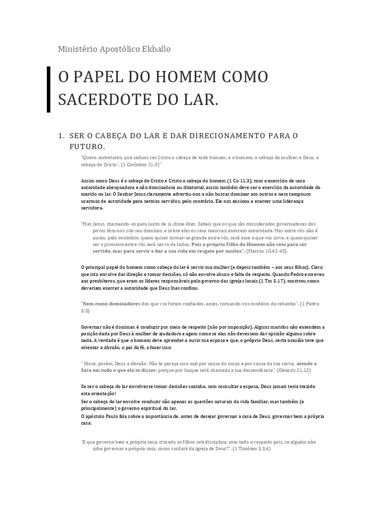 O Papel Do Sacerdote Do Lar | PDF