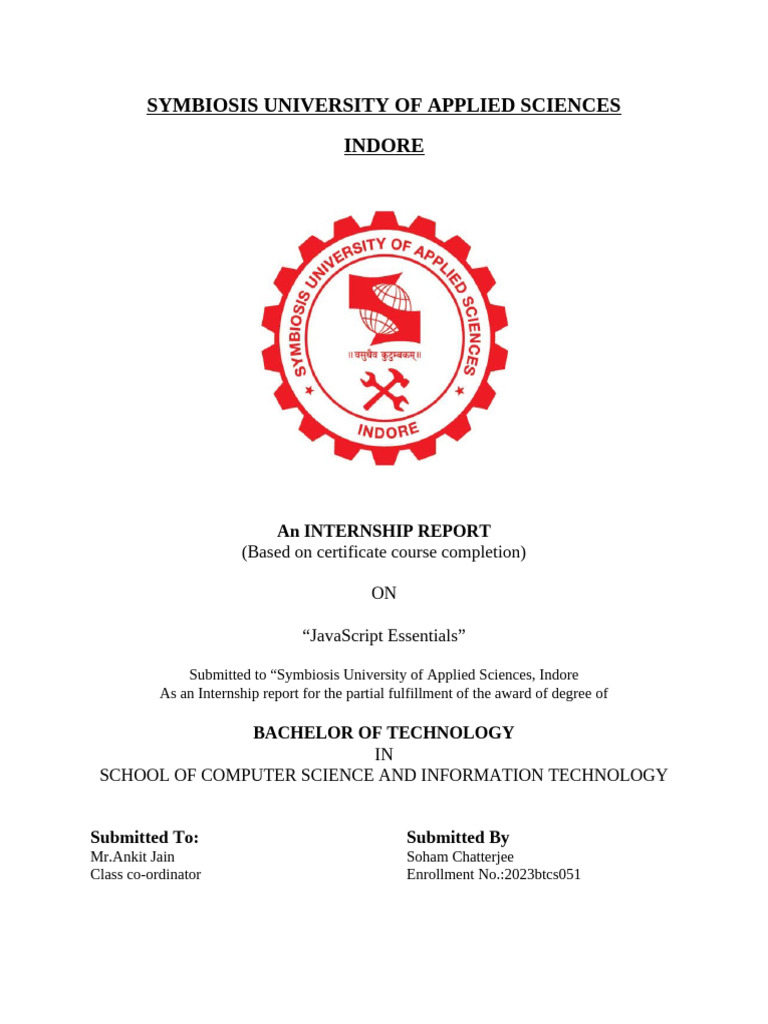 Course Project Report Soham Chatterjee | PDF | Java Script | Document Object Model