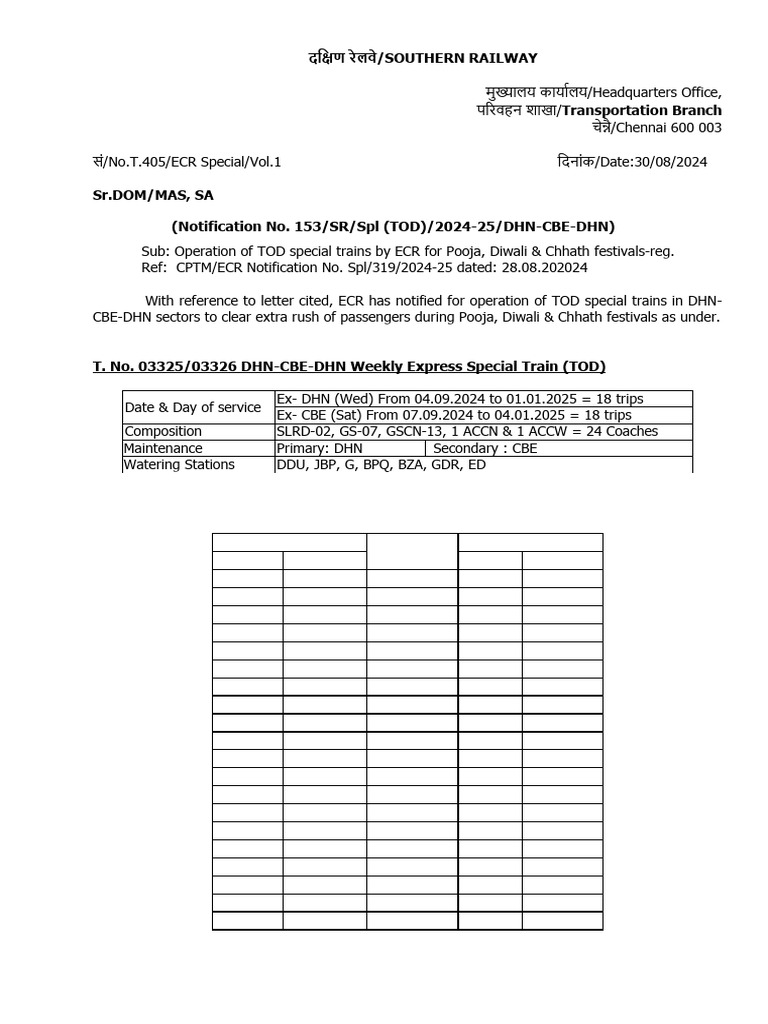153 ECR TOD DHN To CBE | PDF