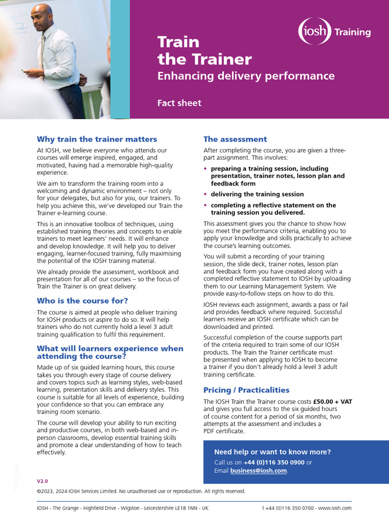 Train The Trainer Fact Sheet | PDF