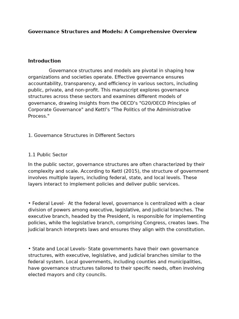 Group2 - Governance Structures and Models | PDF
