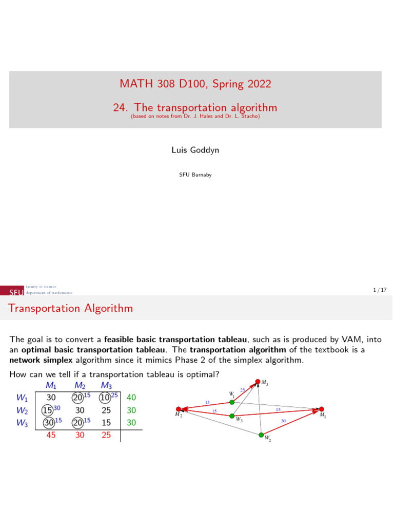 The Transportation Algorithm | PDF