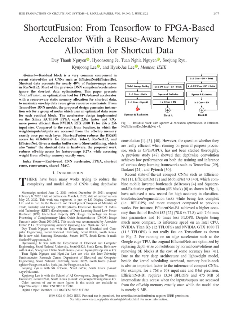 ShortcutFusion - From Tensorflow To FPGA-Based Accelerator With A Reuse-Aware Memory Allocation ...