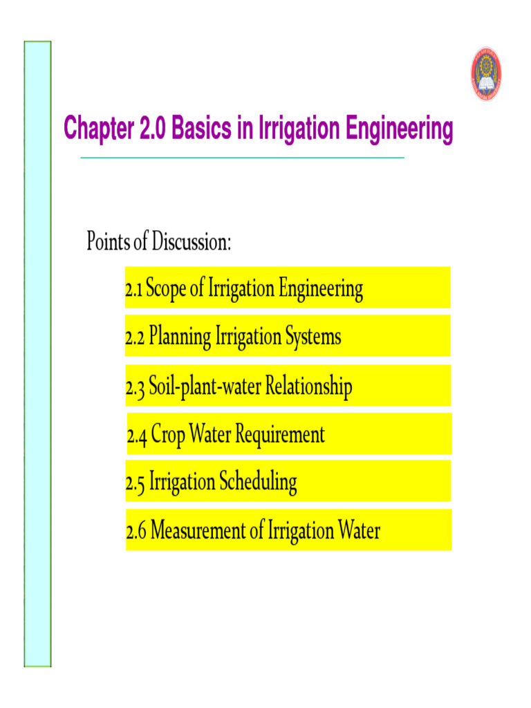 Basics of Irrigation Engineering | PDF | Irrigation | Soil