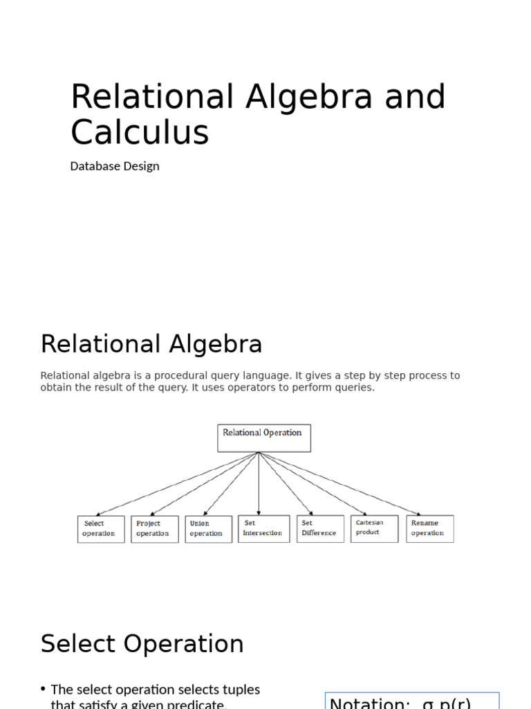 Relational Algebra and Calculus | PDF