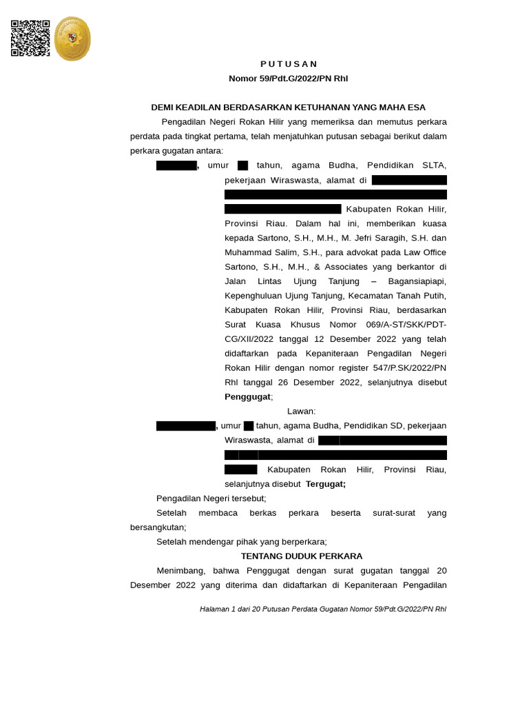 Putusan 59 PDT.G 2022 PN RHL 20230313213647 | PDF