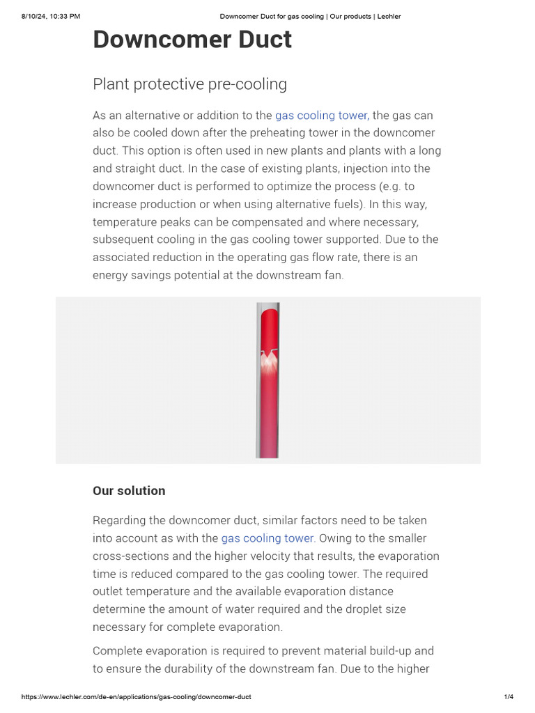 Downcomer Duct For Gas Cooling - Our Products - Lechler | PDF