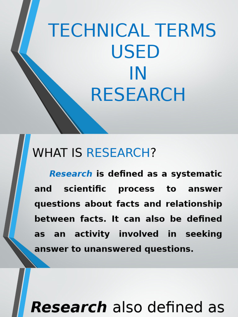 Technical Terms Used in Research | PDF