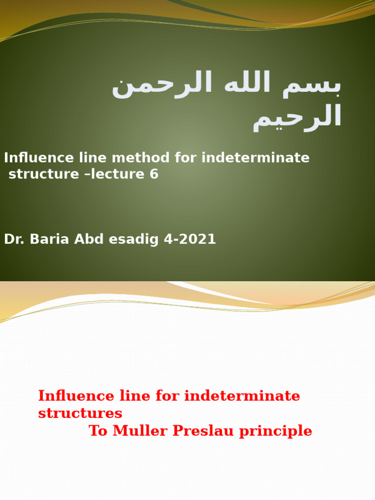 Indeterminate Influnce Line | PDF