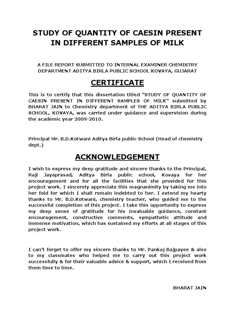Study of Quantity of Caesin Present in Different Samples of Milk | PDF | Milk | Food And Drink