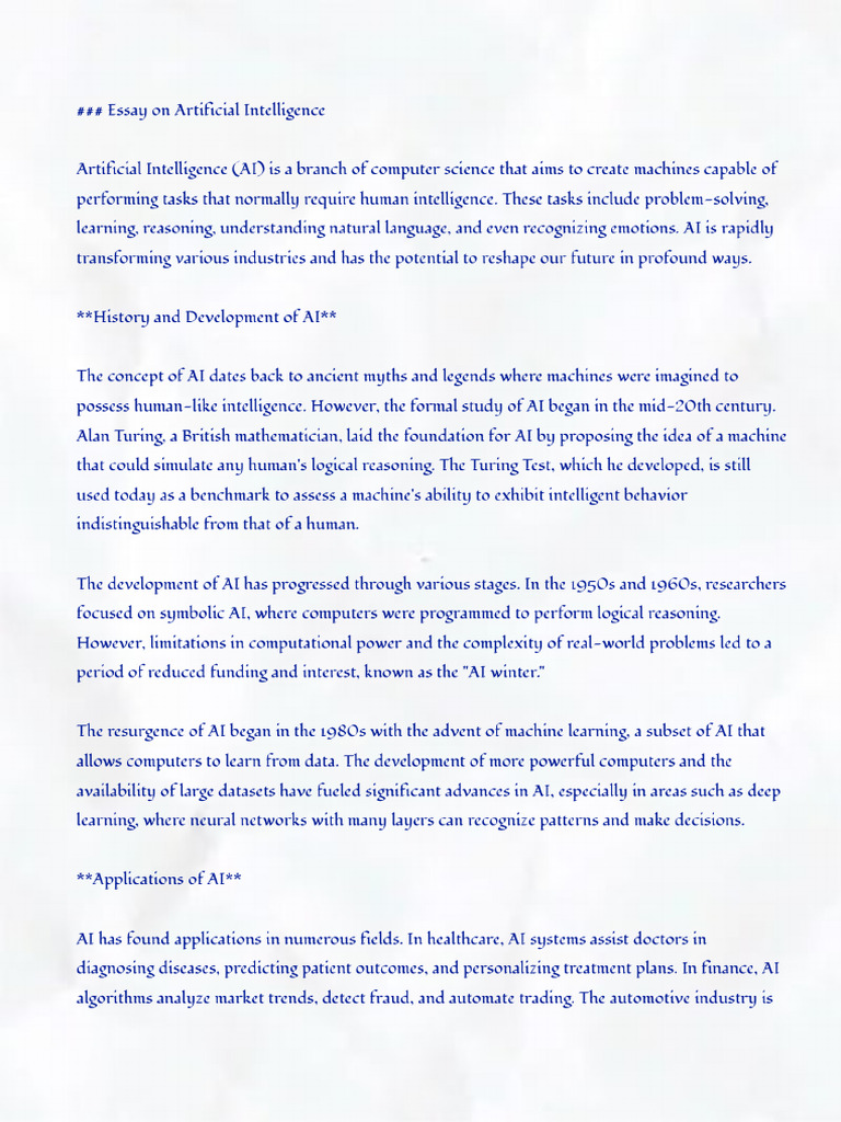 Essay On Ai | PDF
