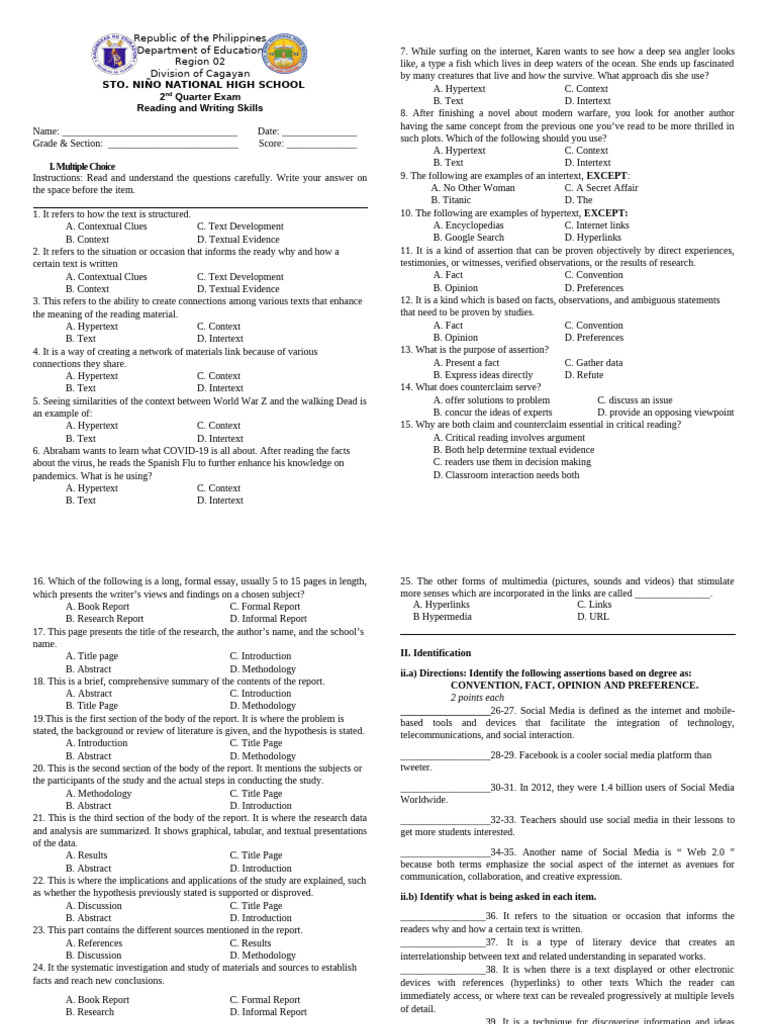2nd Quarter RAWS EXAM | PDF