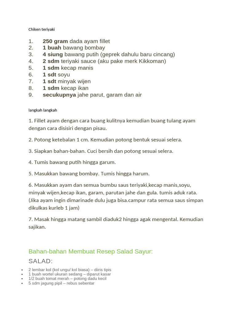 Chiken Teriyaki | PDF