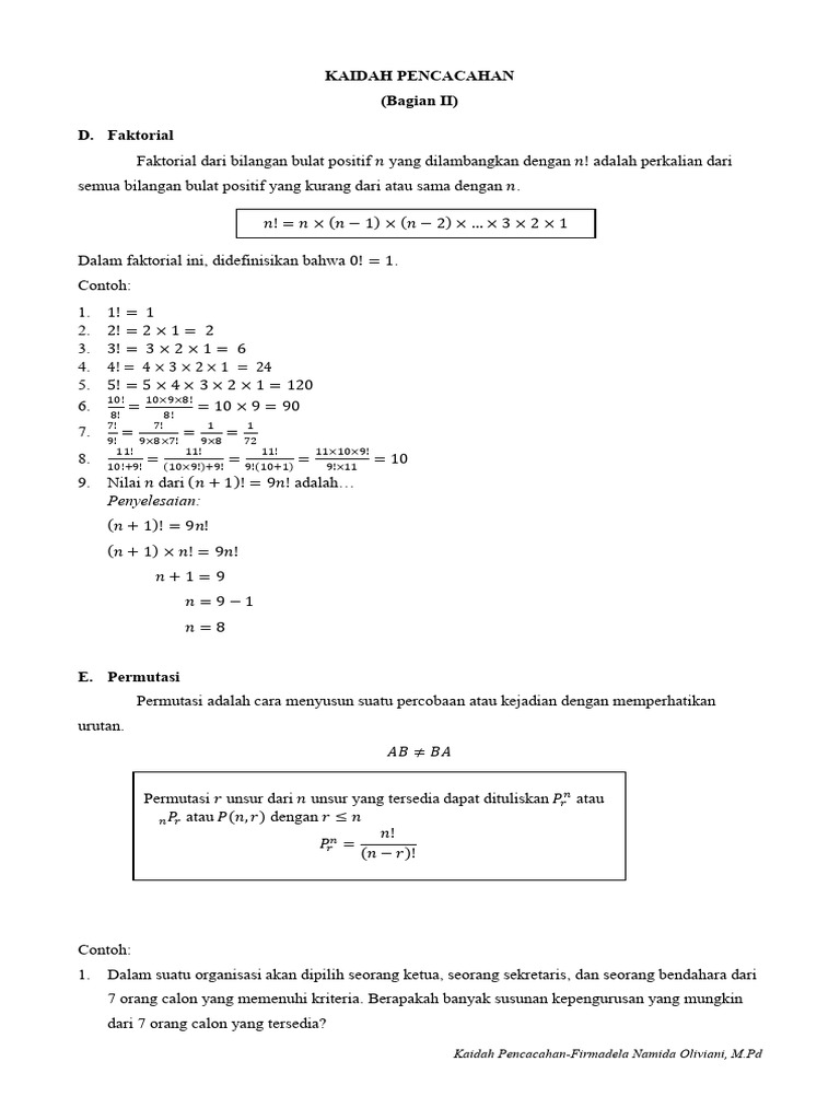 Kaidah Pencacahan Bagian II | PDF