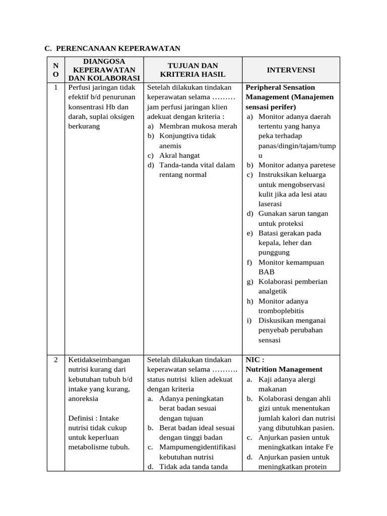 Perencanaan Keperawatan Dan Contoh Kasus Anemia | PDF