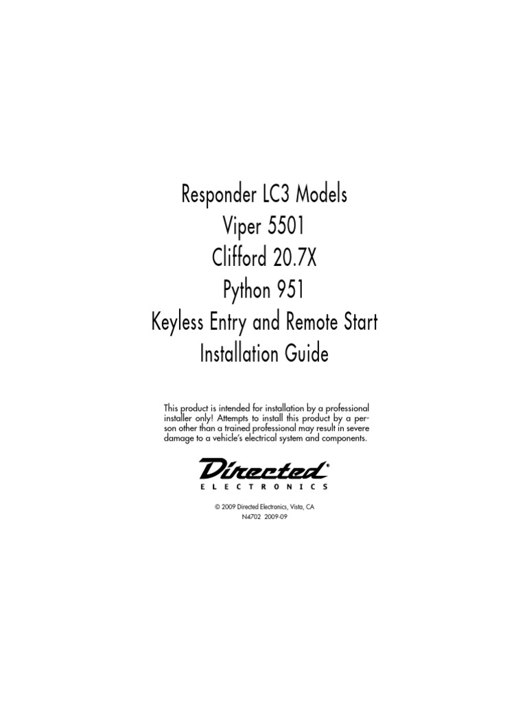 Viper Remote Start Install Guide | PDF
