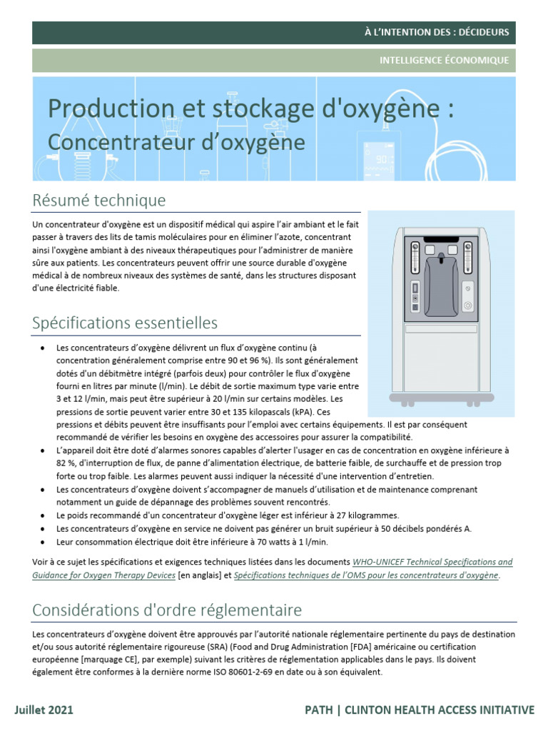O2 Generation and Storage Oxygen Concentrators FRENCH | PDF