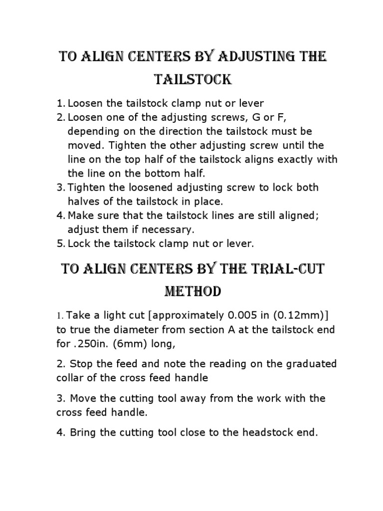 Tailstock Alignment Techniques Guide | PDF