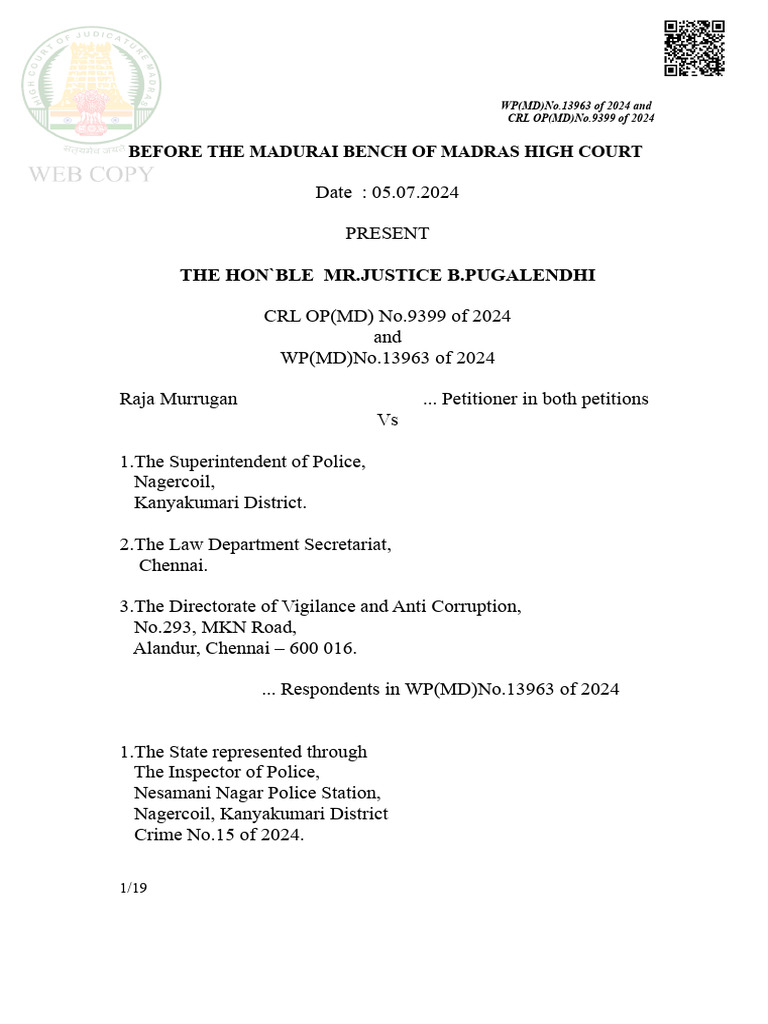 Raja Murrugan Vs The Superintendent | PDF