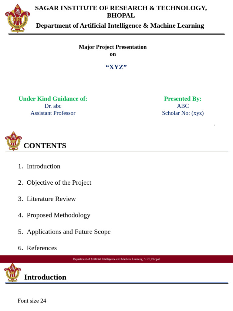 New-PPT Format-VII Semester Major Project Presentation-AIML | PDF