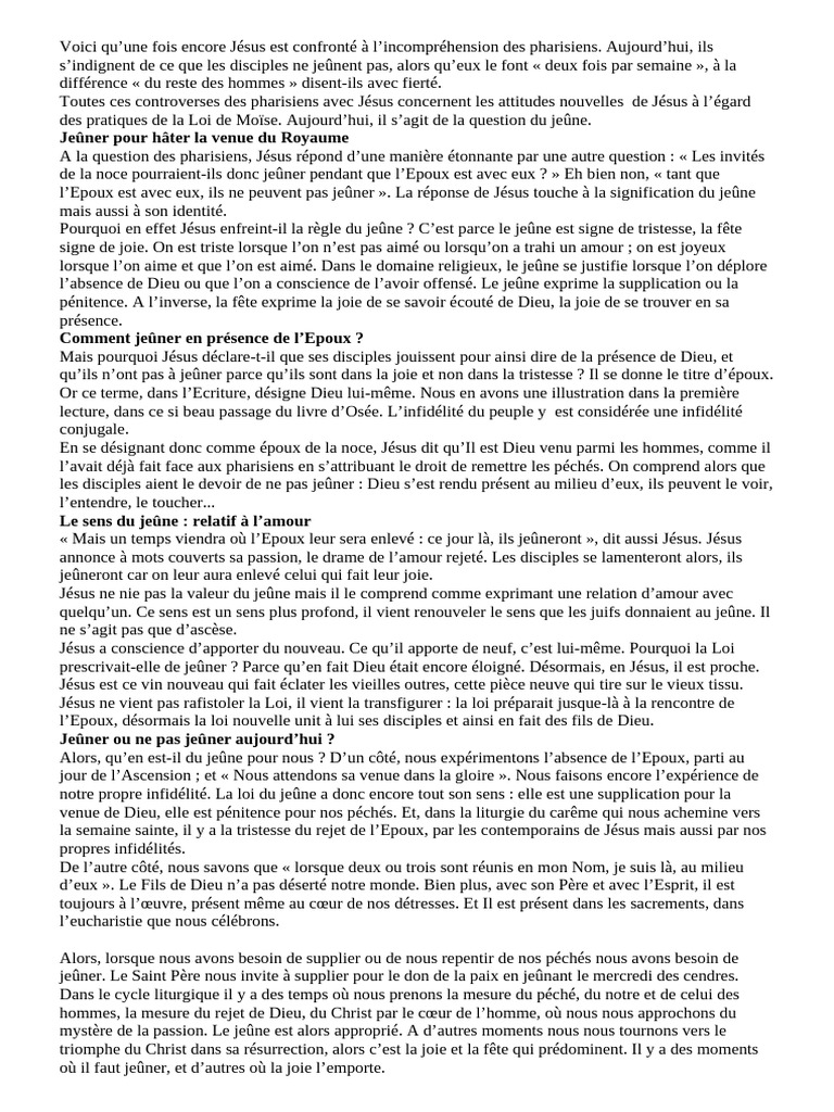 Homélie 8e Dimanche TOB | PDF