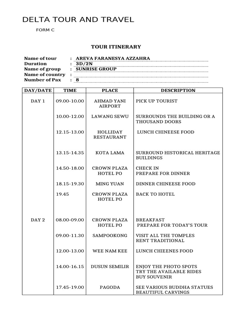 C - Format Itinerary | PDF