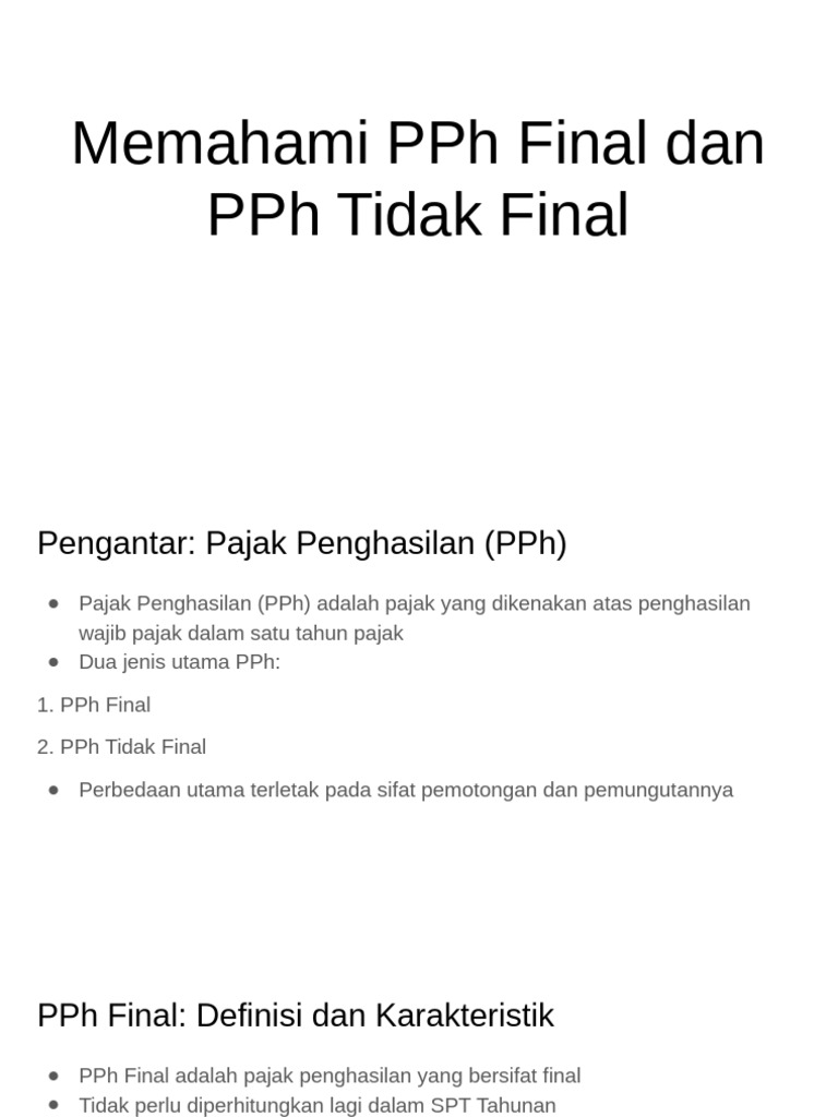 Memahami PPH Final Dan PPH Tidak Final | PDF
