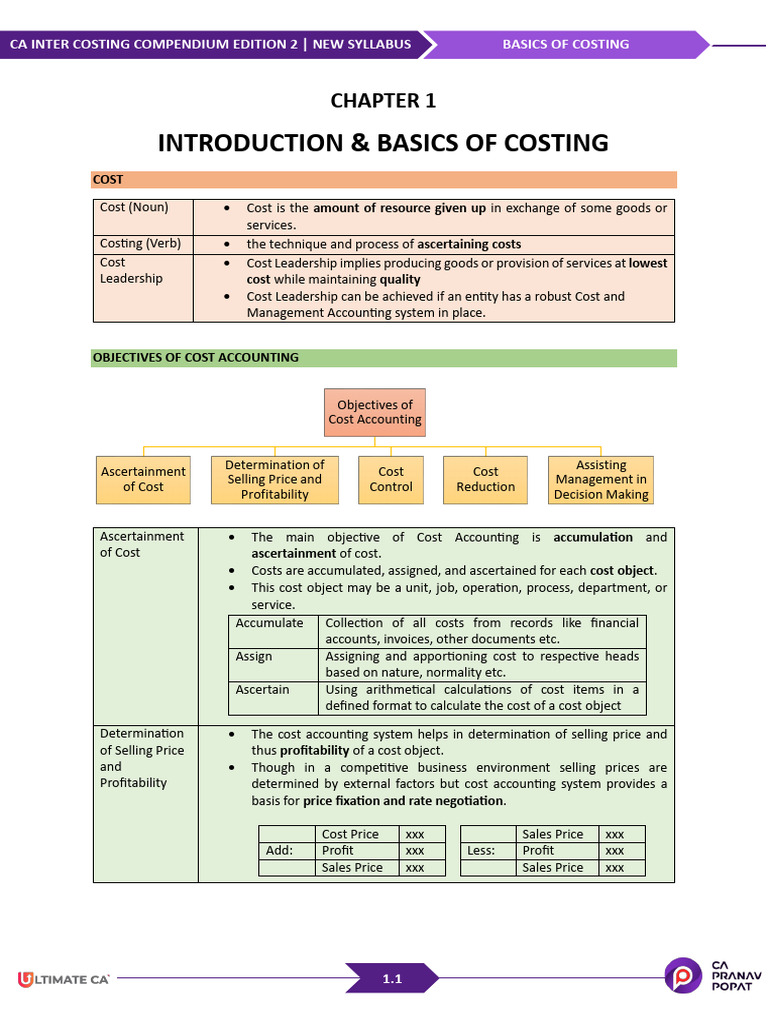 Basics of Costing NOV24 | PDF