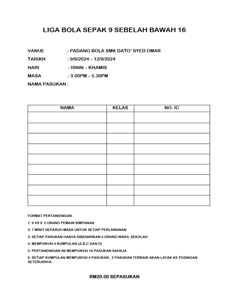 Borang Liga | PDF
