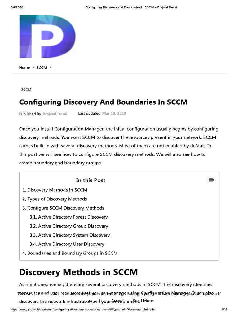 Configuring Discovery and Boundaries in SCCM - Prajwal Desai | PDF