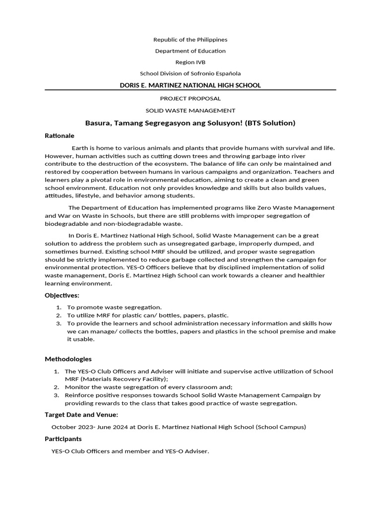 YES O Project Proposal | PDF