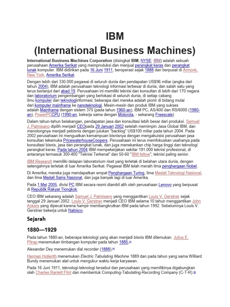 IBM (International Business Machines) : Sejarah | PDF