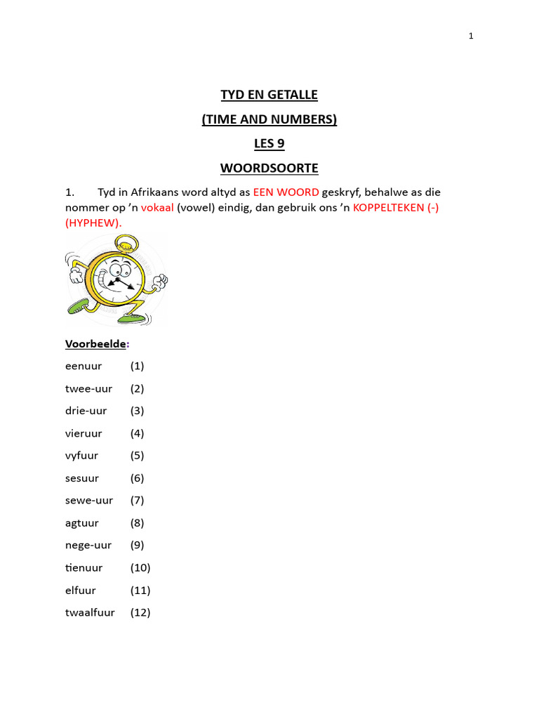 Les 9 Tyd en Getalle | PDF