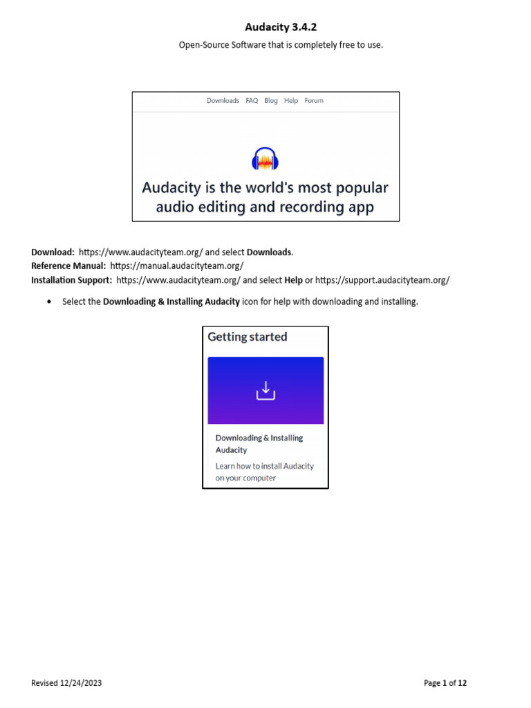 Audacity 3-4-2 Basic Setup Document | PDF