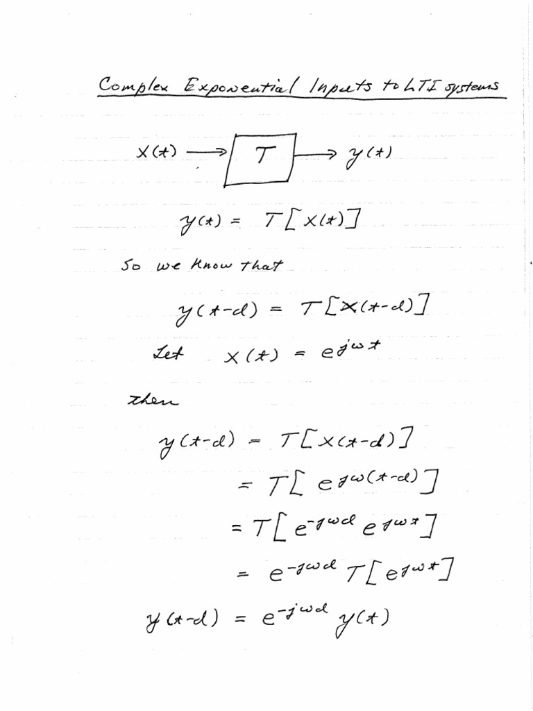 Complex Exponential Inputs to Lti Systems | PDF