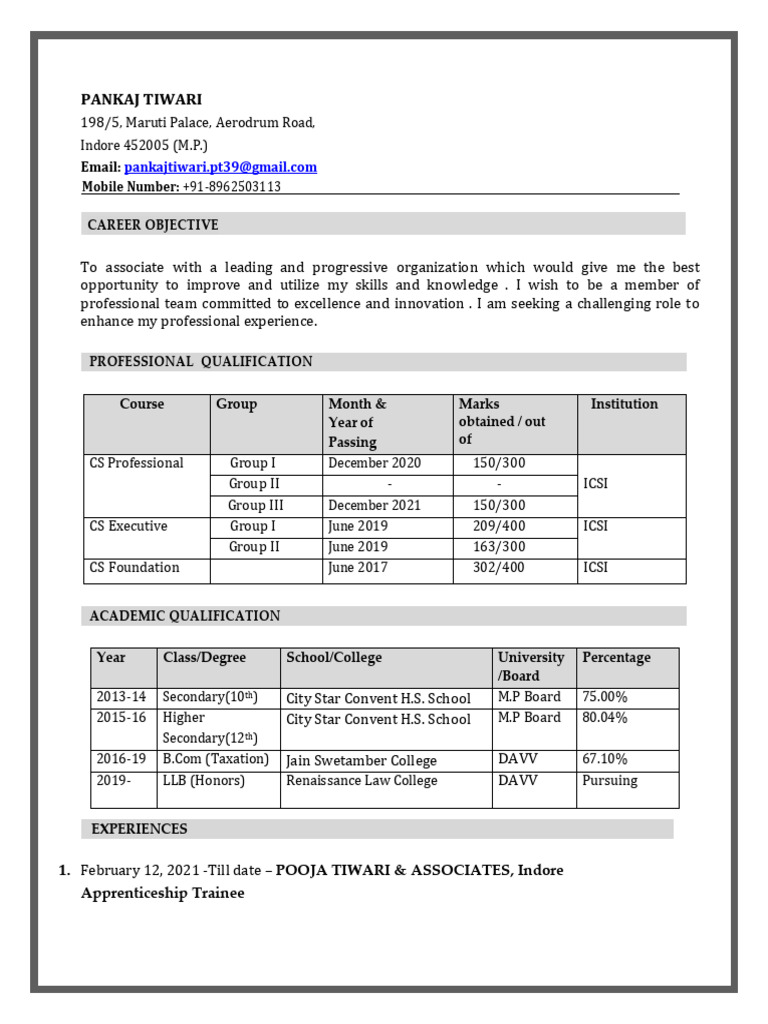 Resume Pankaj+Tiwari+ | PDF