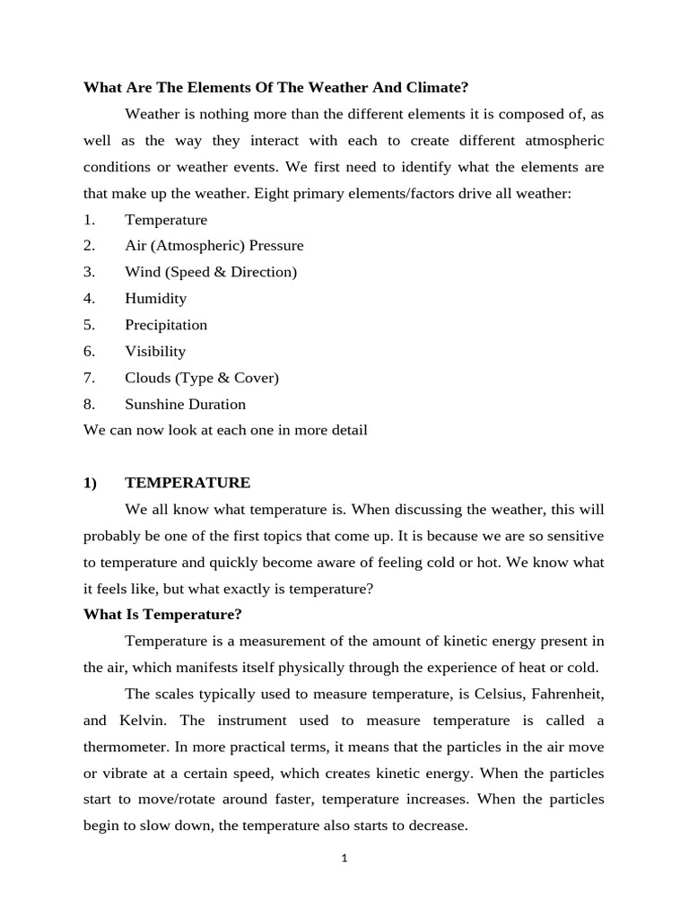 What Are The Elements of The Weather and Climate | PDF