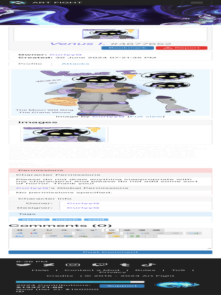 Art Fight - Character Venus I | PDF