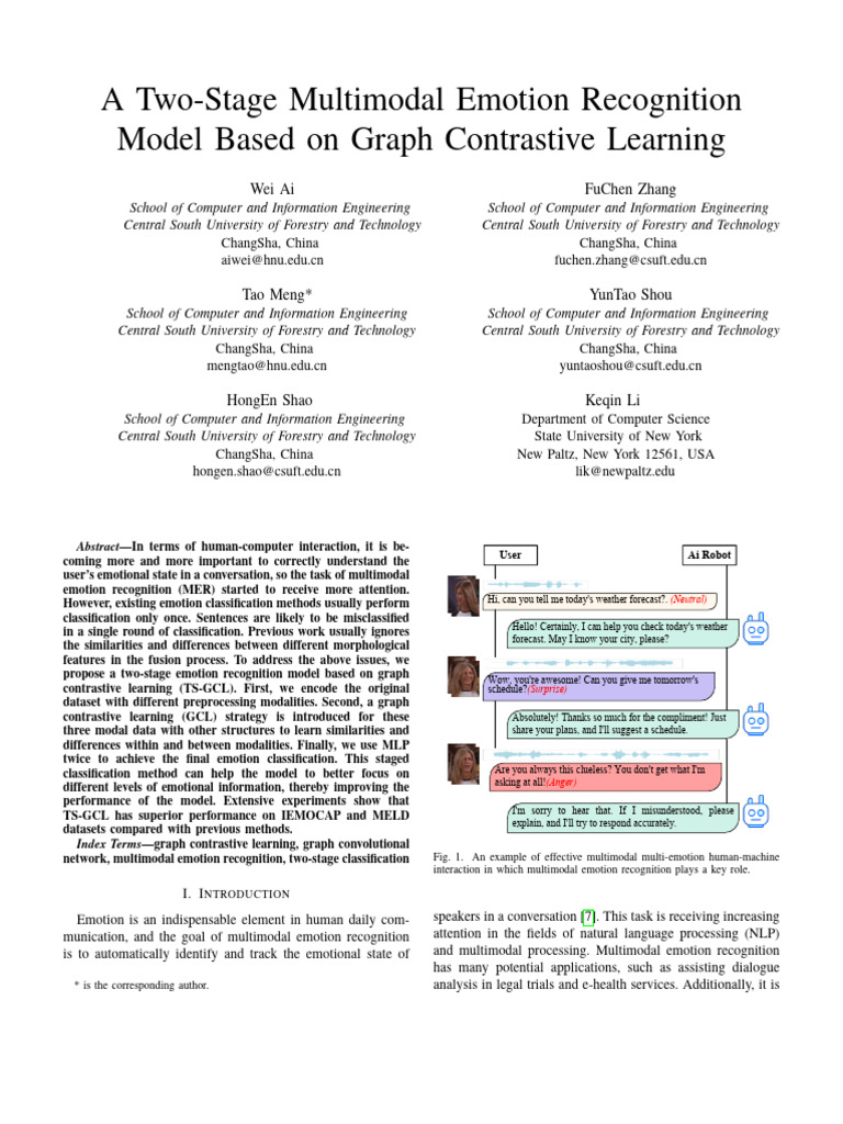 A Two-Stage Multimodal Emotion Recognition Model Based On Graph ...