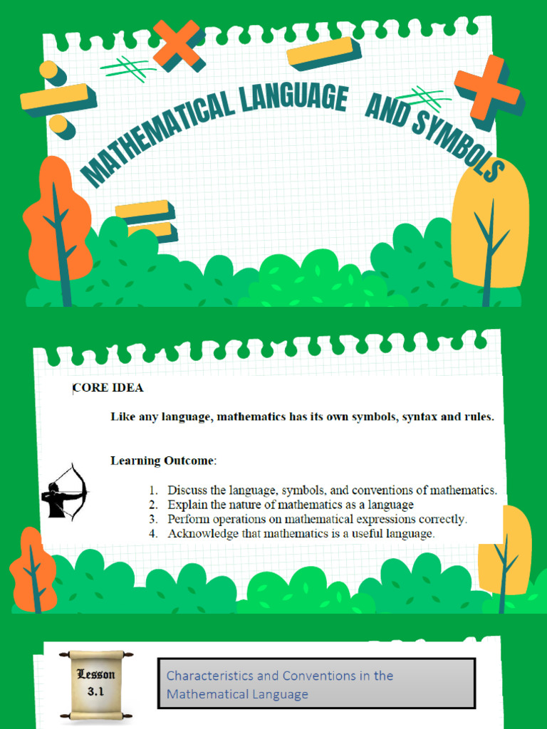 Mathematical Language and Symbols | PDF