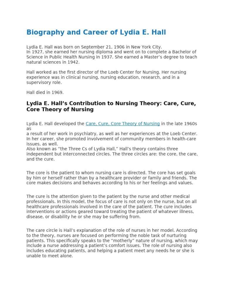 Biography and Career of Lydia E | PDF | Nursing | Social Science