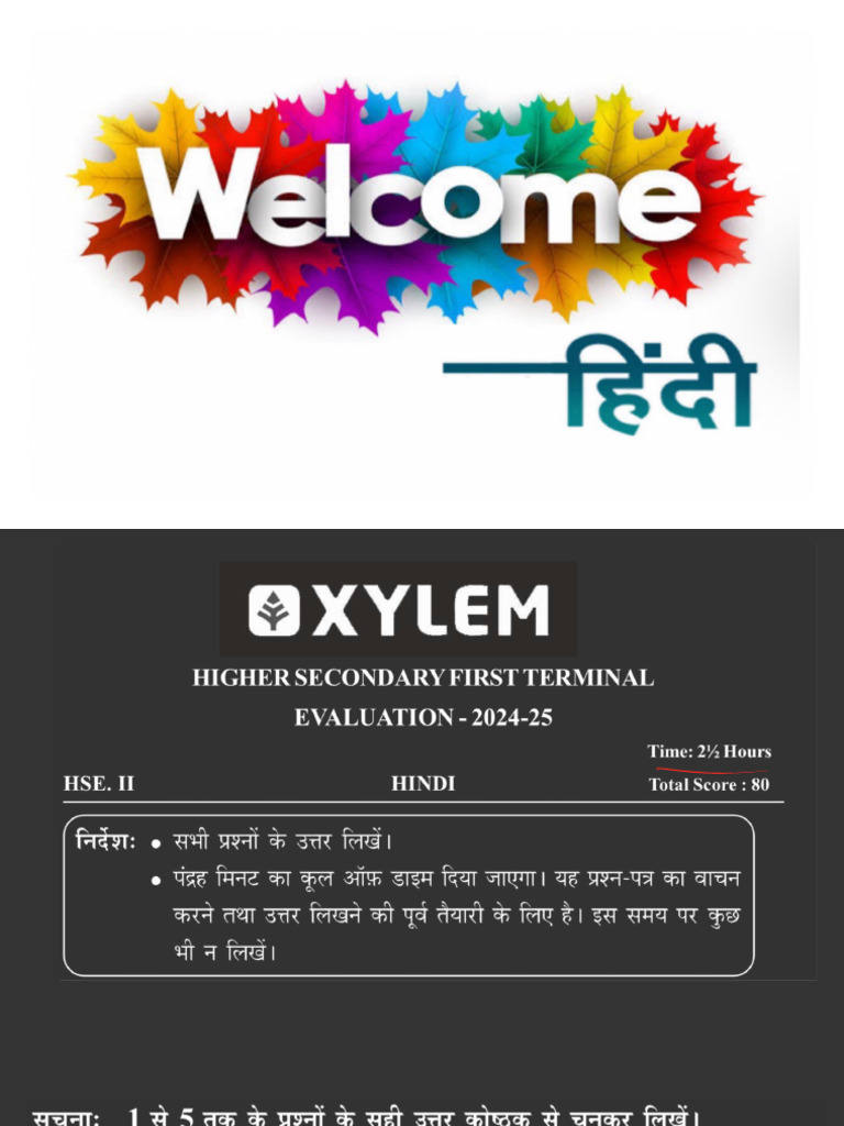 Plus Two Onam Exam - Hindi - Booster | PDF