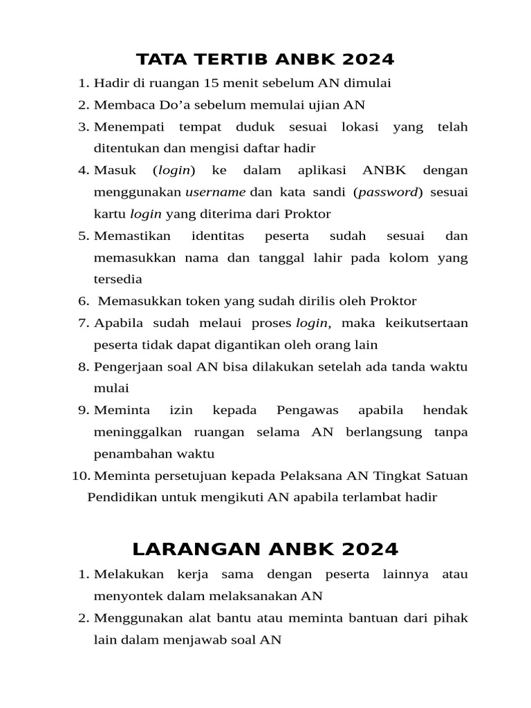 Tata Tertib Anbk 2024 | PDF