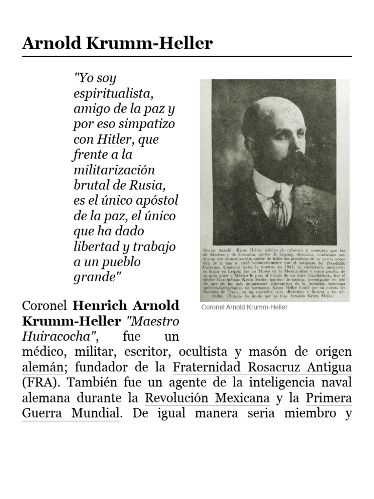 Arnold Krumm-Heller - Metapedia | PDF