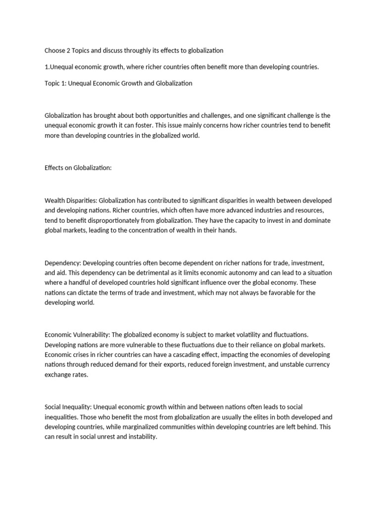 Effect of Globalization | PDF