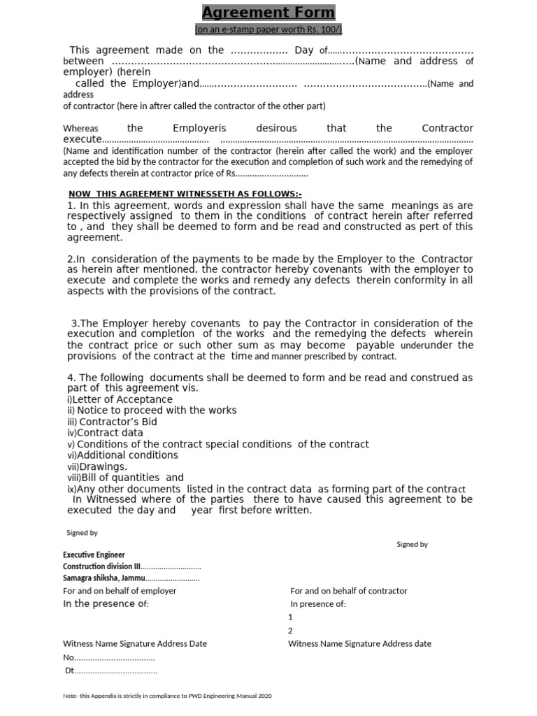 agreement form | PDF