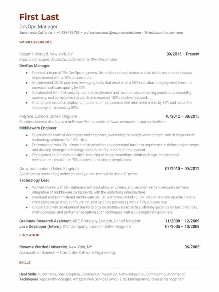AWS Devops Resume | PDF