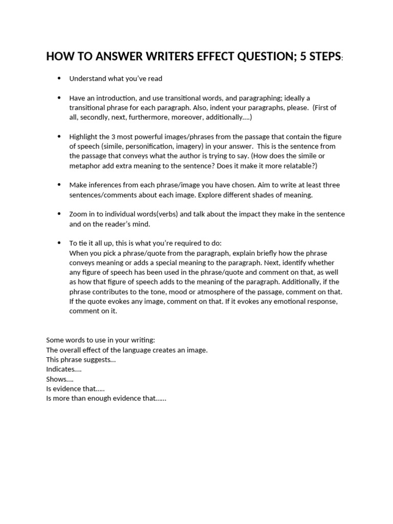 How To Answer Writers Effect Question | PDF