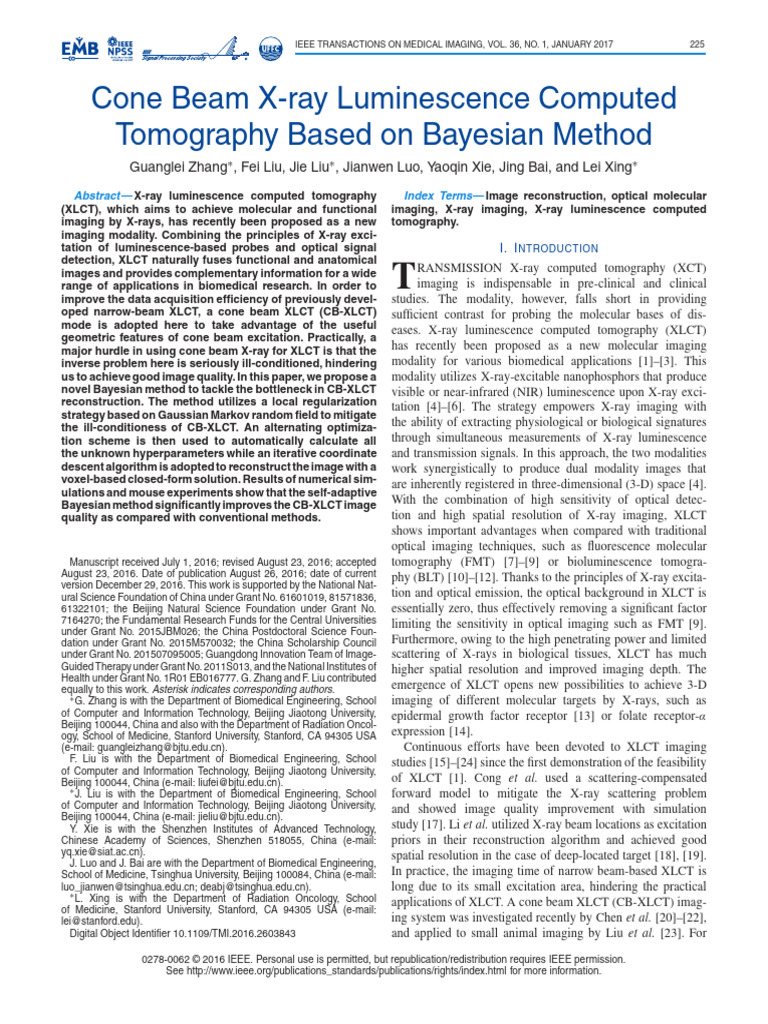 Cone Beam X-Ray Luminescence Computed Tomography Based On Bayesian ...