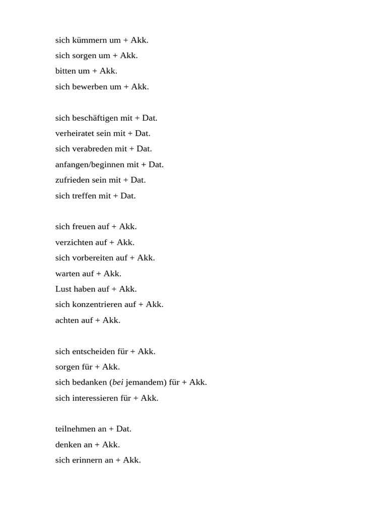 Liste Verben Mit Präpositionen | PDF
